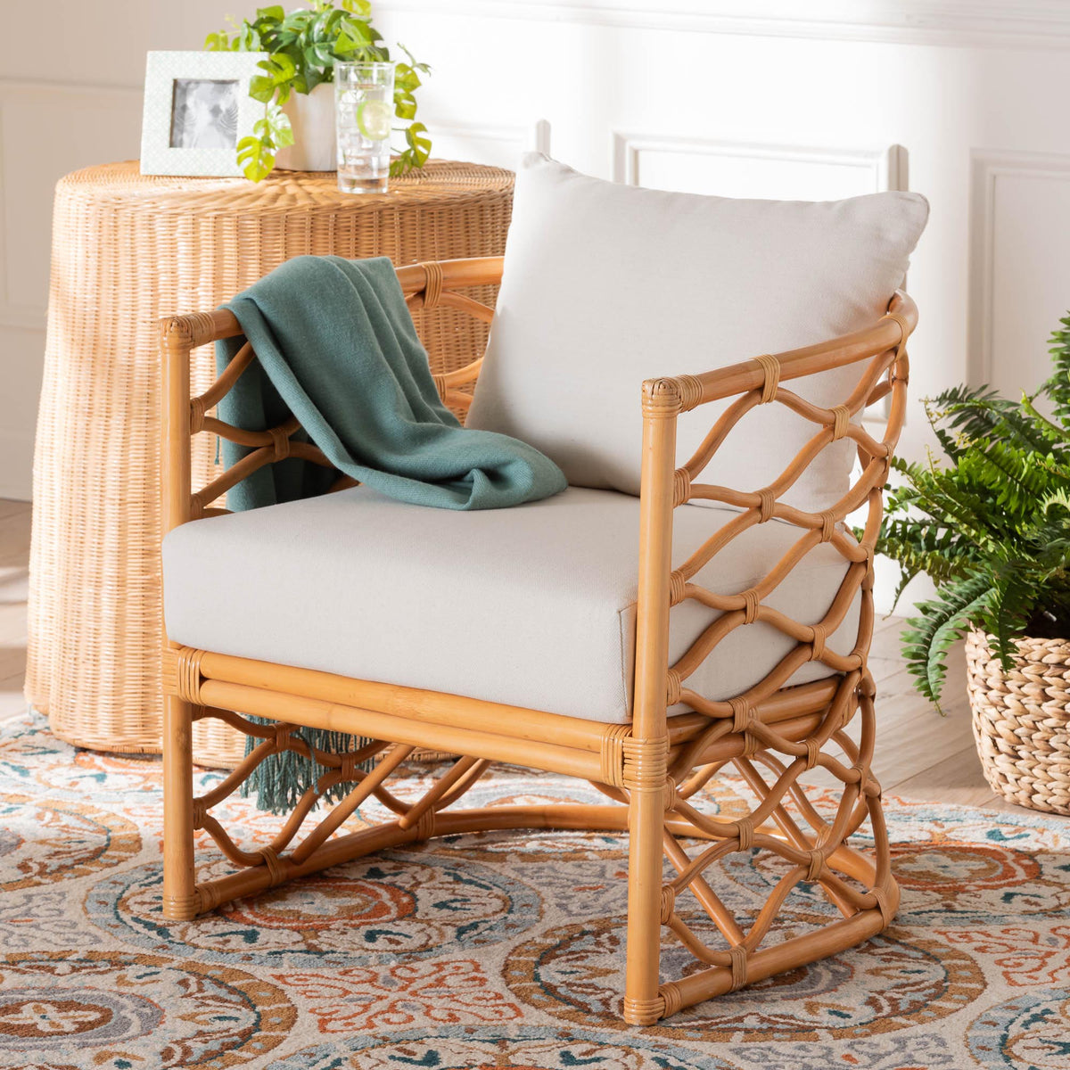 Wavy Boho Rattan Lounge Chair – Minted Space